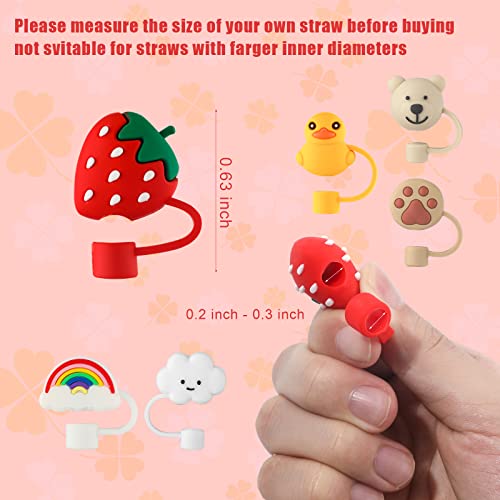 10pcs Straw Covers for Reusable Straws, Cloud Duck Bear Shaped Straw Caps Covers Cute Silicone Straw Tips Cover Dust-Proof Straw Covers Cap Straw Toppers for Sippy Cups with 6-8mm Diameter Straws