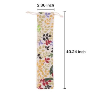 Winterworm Set of 20 Reusable Cutlery Bag Straw Carrying Case 10x2.4 Inch Travel Pouch with Drawstring Linen Straws Knife Fork Spoon Chopsticks Pen Carrying Case Bag