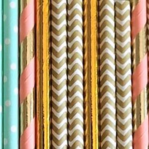 Pomp Peaches 'n Cream 100% Biodegradable Decorative Paper Straws (100 Count) | Long Lasting Premium Quality & Eco-Friendly Standard Size Drinking Straws | The Perfect Finishing Touch For Any Occasion