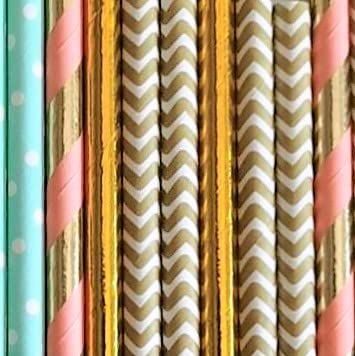 Pomp Peaches 'n Cream 100% Biodegradable Decorative Paper Straws (100 Count) | Long Lasting Premium Quality & Eco-Friendly Standard Size Drinking Straws | The Perfect Finishing Touch For Any Occasion