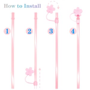 10 Pieces Straw Covers Cap & 10 Pieces Straws, Silicone Straw Tip Cover, Reusable Drinking Straw Protection Lids, Adorable Dust-Proof Straw Plugs, Party Bottles, Juice & Cocktail Decoration