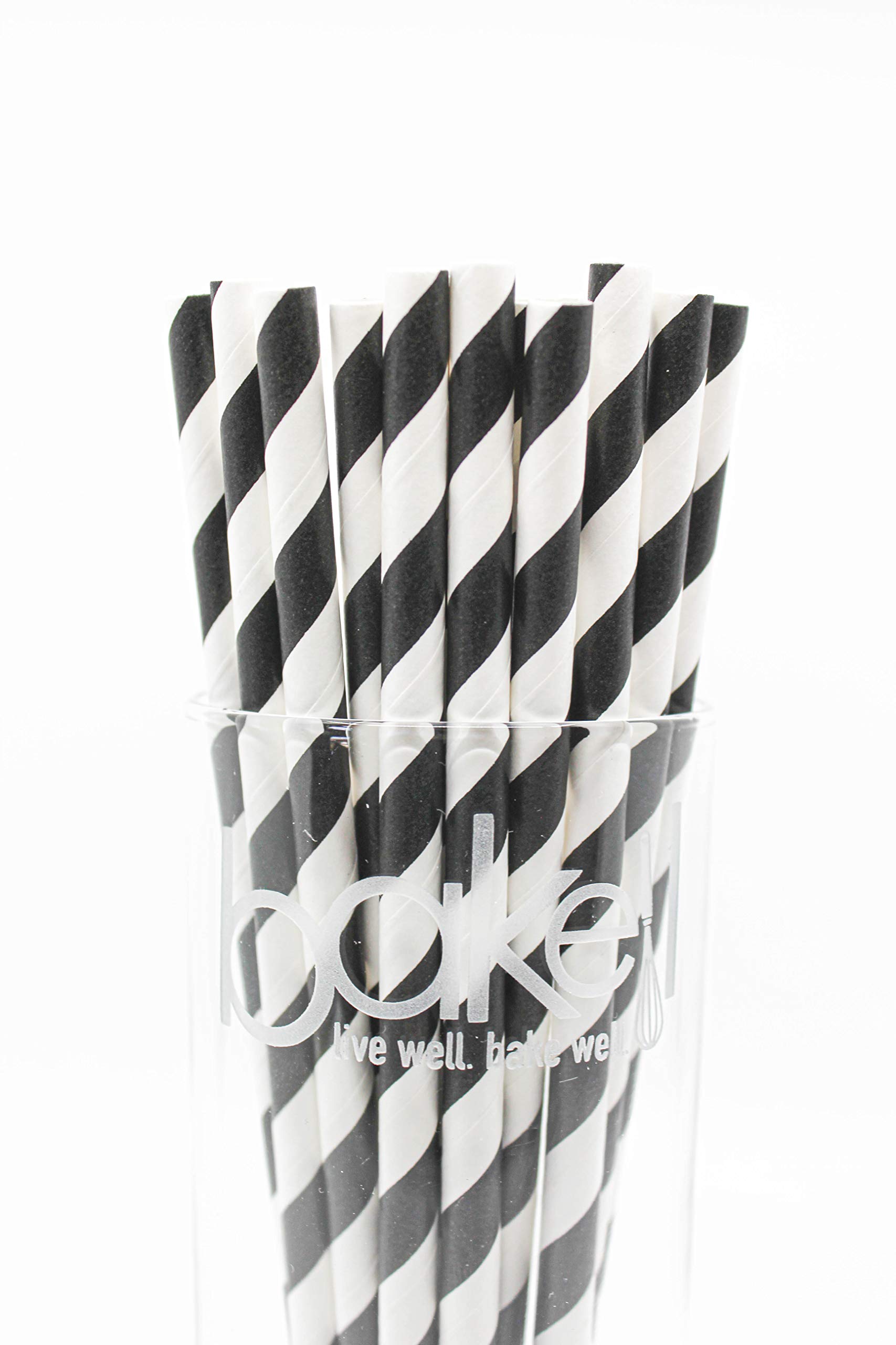 Bakell 24 PC Black and White Candy Cane Striped Cake Pop or Party Drinking Straws - Baking, Caking and Craft Tools