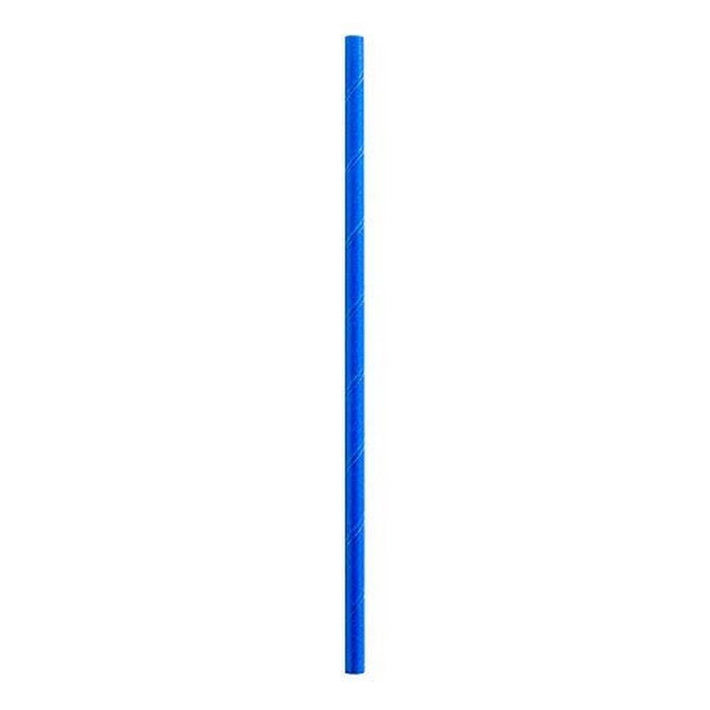 Restaurantware 7.8 Inch Paper Straws For Drinking, 100 Sturdy Eco-Friendly Paper Straws - Biodegradable, Solid Design, Blue Paper Biodegradable Paper Straws, Vibrant Colors, For Cold Drinks