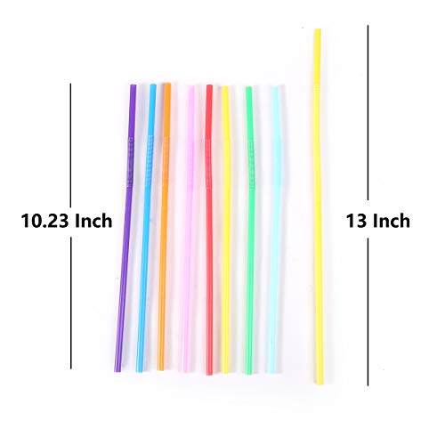 10.23 Inches Colorful Plastic Drinking Straws, Individually Packaged Disposable Plastic Straws, Extra Long Flexible Straws for Picnics and Parties, Pack of 200