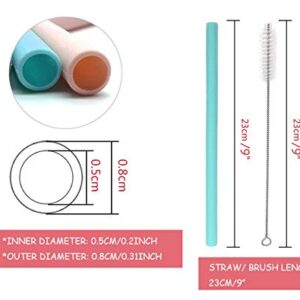 Silicone Straws Reusable Drinking Straw Pack-of-6 Soft Beverage Water Drink Straw -for 30oz and 20oz Tumblers - Trim & Cuttable, Comes with Cleaning Brush-2Pack (2Boxes)