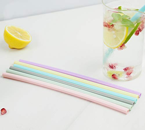 Silicone Straws Reusable Drinking Straw Pack-of-6 Soft Beverage Water Drink Straw -for 30oz and 20oz Tumblers - Trim & Cuttable, Comes with Cleaning Brush-2Pack (2Boxes)