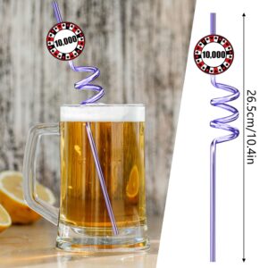 Casino Party Favors Casino Straws 24pcs Casino Theme Party Decorations Supplies Casino Plastic Crazy Straws for Las Vegas Birthday Party, Casino Night, Poker Events Party Decorations