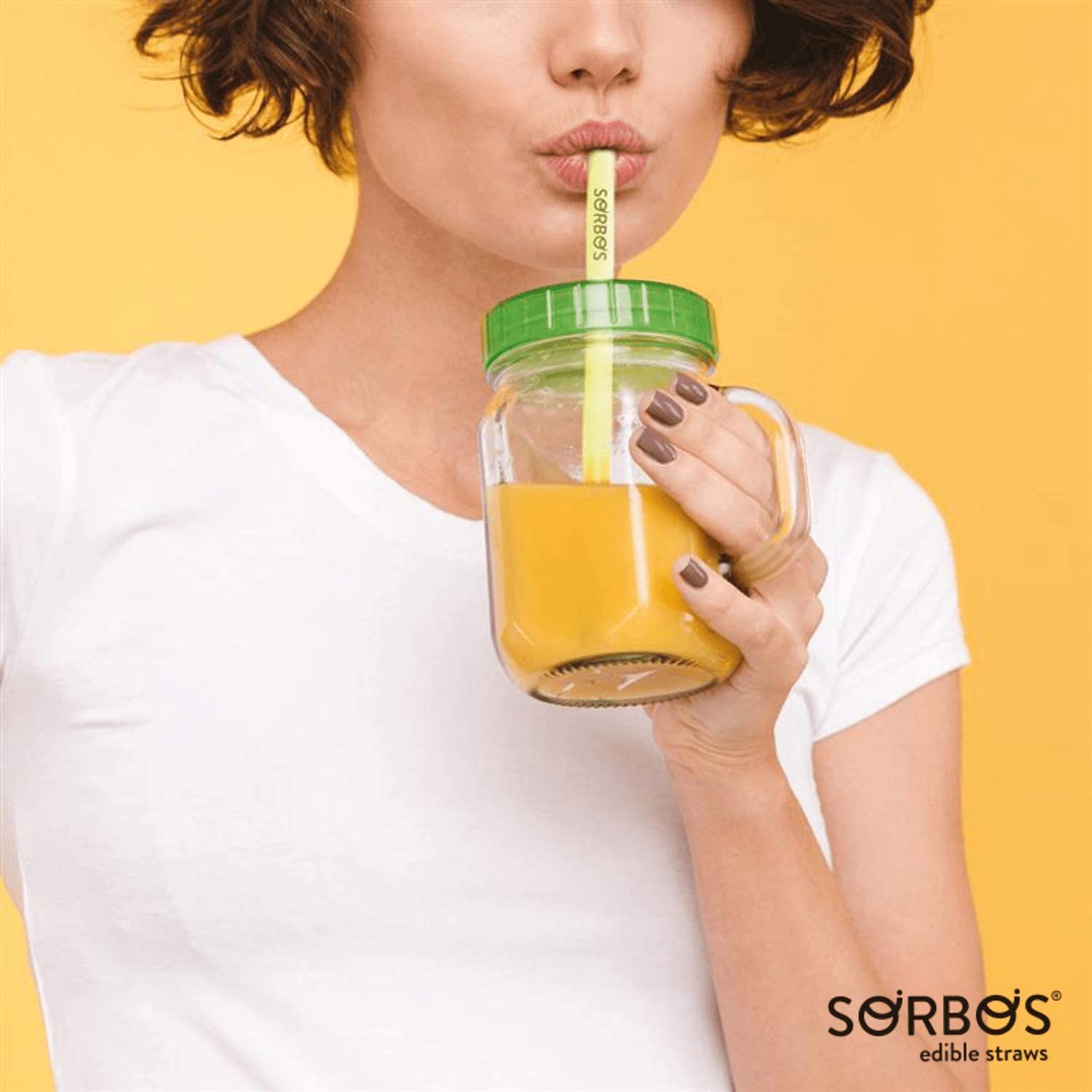 Sorbos Edible Straws, Lemon Flavored, Sustainable, Individually Packaged, No Plastic, No Allergens, No Gluten, No PFAS, 100 Percent Biodegradable, 7.4 inches long (Pack of 200)