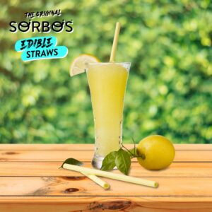 Sorbos Edible Straws, Lemon Flavored, Sustainable, Individually Packaged, No Plastic, No Allergens, No Gluten, No PFAS, 100 Percent Biodegradable, 7.4 inches long (Pack of 200)