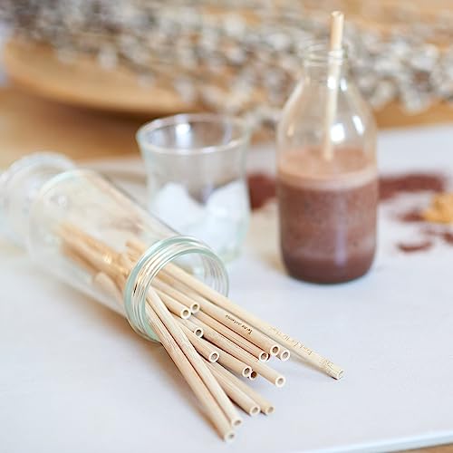 Uplifted Sip Reusable Bamboo Straws – Rustic, Compostable Alternative to Plastic Straws, Paper Straws and Silly Straws (50-Pack)