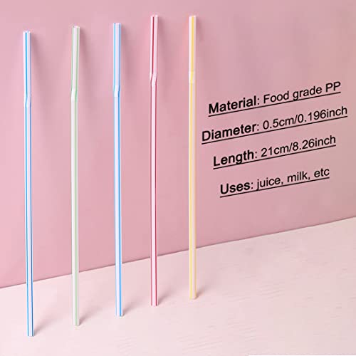 QNCIGER 100 Pcs Flexible Disposable Plastic Drinking Straws, BPA-free bendy straw 0.19" swide,8.26" High, Colorful Striped