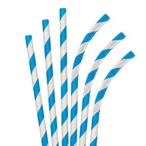 7.75” blue stripe jumbo eco-flex paper straws, 4,800 ct.