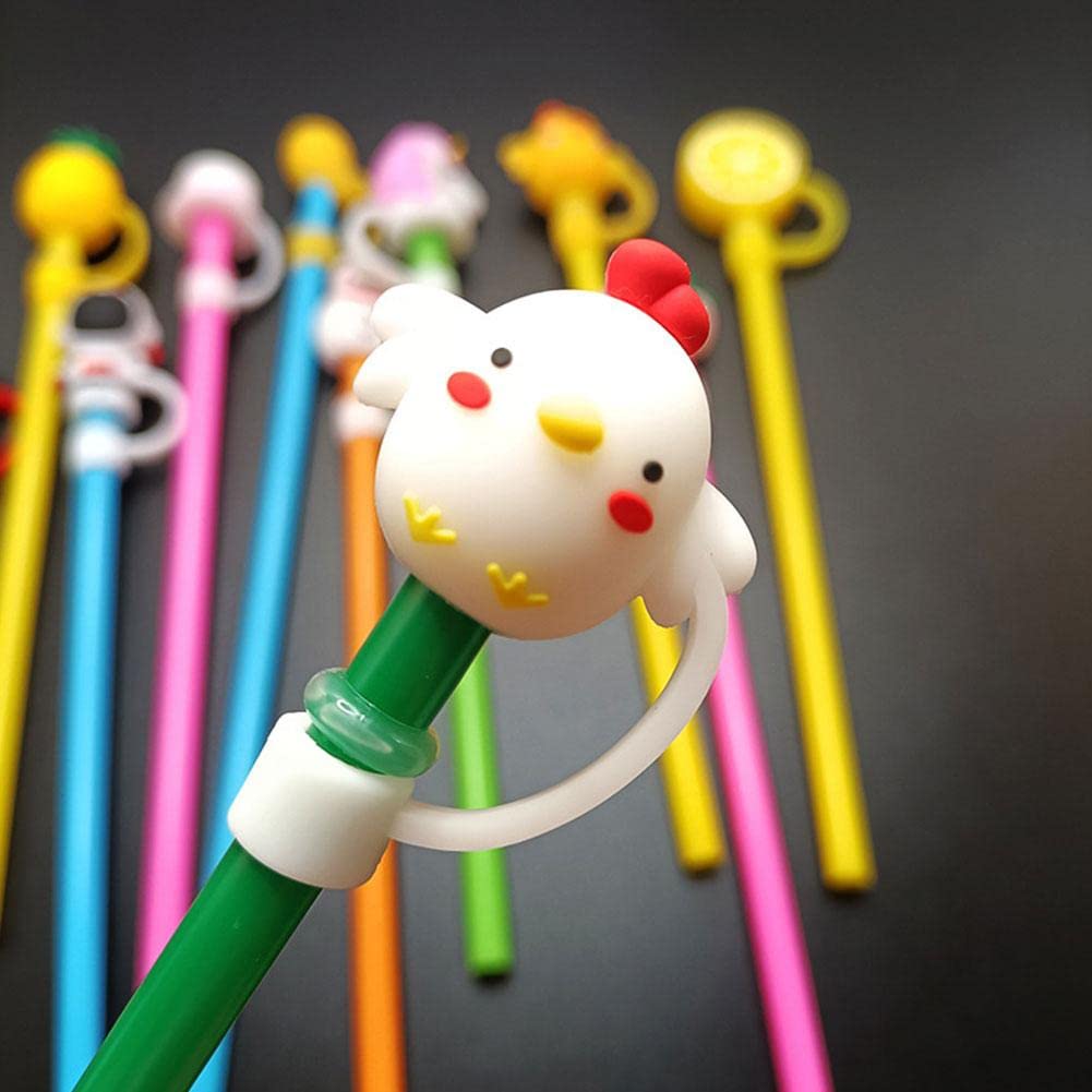 Silicone Straw Tips Cover,Cute Silicone Reusable Drinking Straw Tips Lids Dust-Proof Straw Plugs for Straw Tips for Decor Outdoor