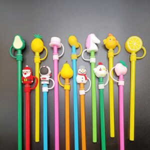 Silicone Straw Tips Cover,Cute Silicone Reusable Drinking Straw Tips Lids Dust-Proof Straw Plugs for Straw Tips for Decor Outdoor