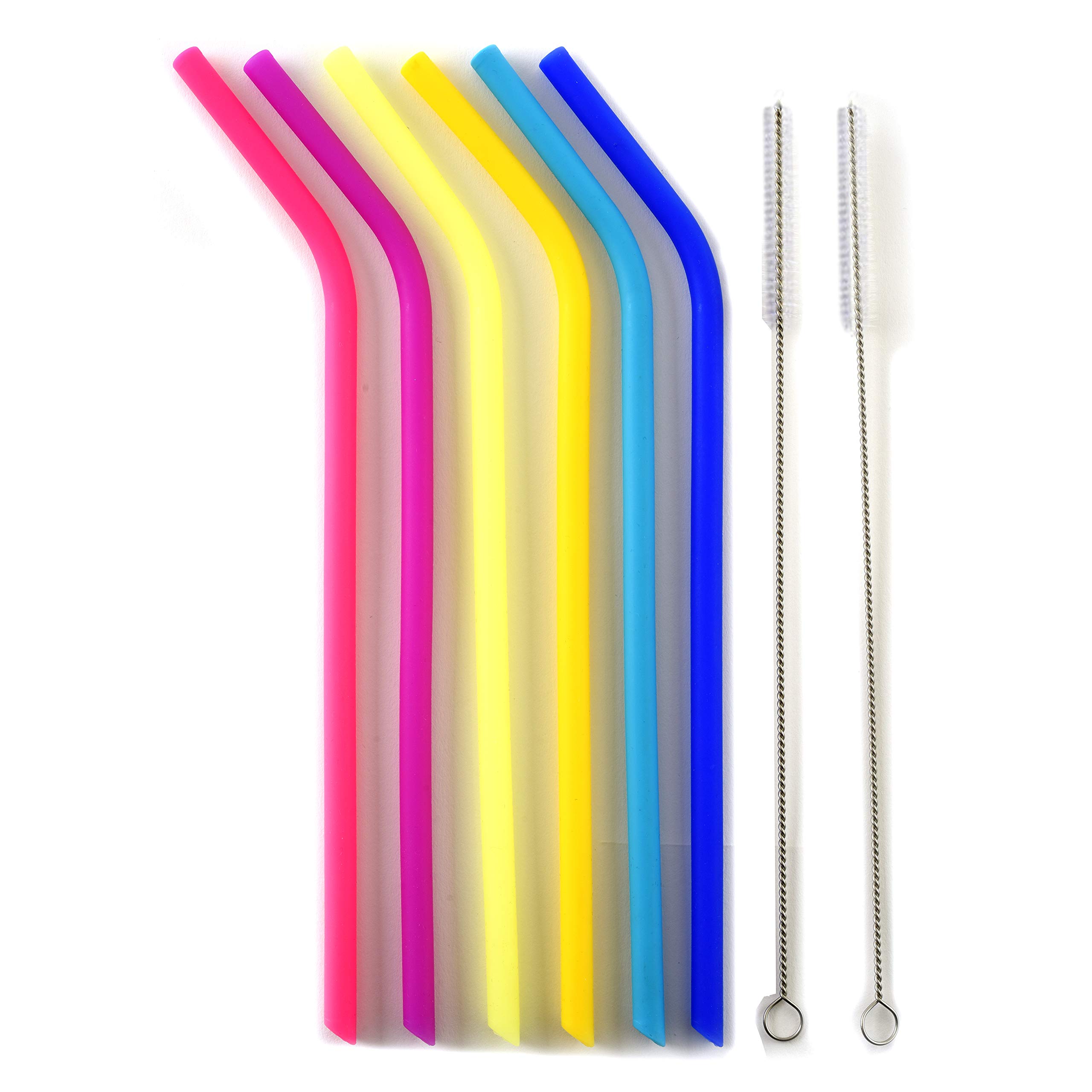 Norpro 471 Reusable Slim Silicone Drinking Straws with 2 Cleaning Brushes,