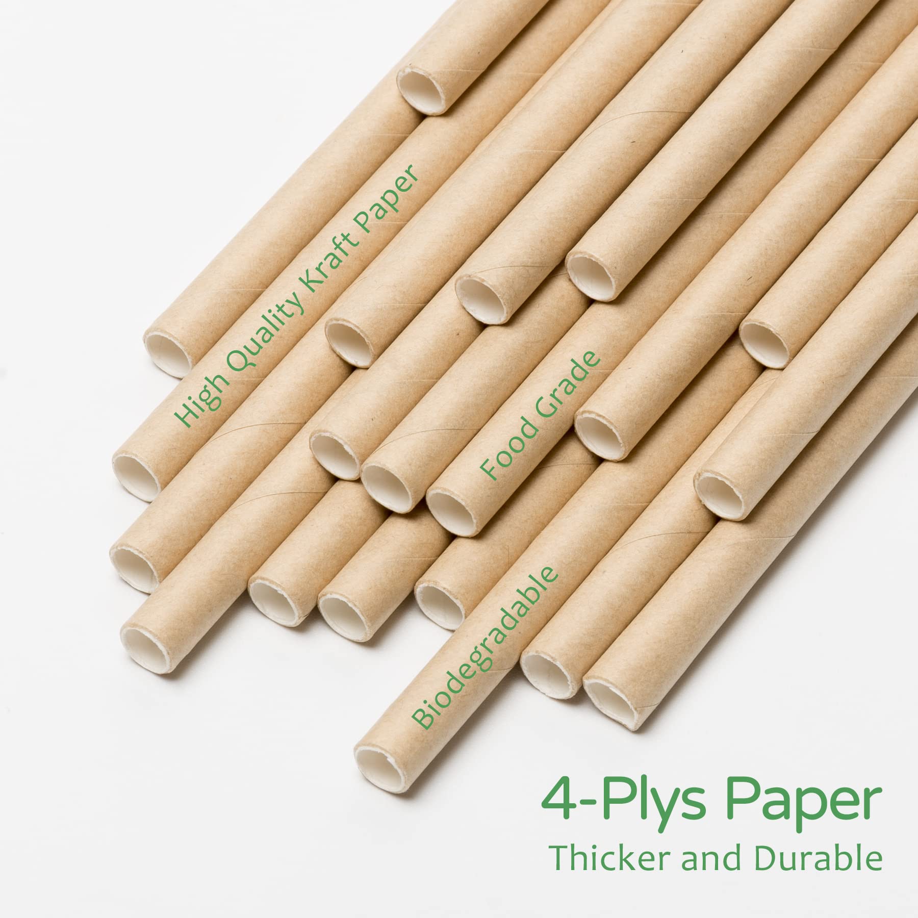 𝟐𝟎𝟎 𝐏𝐚𝐜𝐤 Eco Friendly Straws Brown Biodegradable Paper Straws for Drinking 7.75" x0.24" Disposable Kraft Paper Straws (7.75" x0.24", Brown)