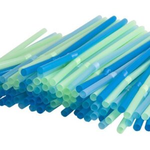 Flexible Straws Disposable Straws for Drinking, Flexible Straws for Parties, Straws for Kids and Adults Blue and Green, 100-Pack