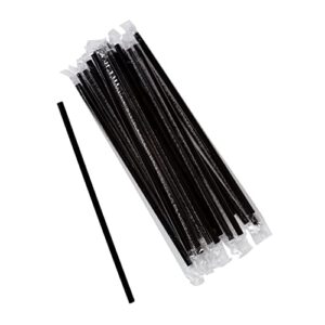 perfect stix jumbo size 7.75" black wrapped clear standard plastic. pack of 500 count. black wrapped plastic straws.