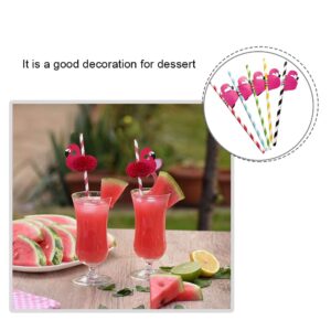 50 Pcs Flamingo Paper Straws Fashion 3D Cocktail Decorative Straws Stripe Paper Hawaiian Straws for Theme Party