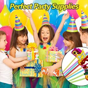 24 Pieces Music Straws for Drink Cocktail Straws Tik Tok Rock Star Rock Music Birthday Party Supplies Party Favor with 2 Pieces Cleaning Brush 6 Colors Straws