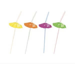 unique hawaiian umbrella straws, 9.5", assorted colors