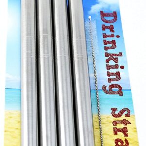 4 SUPER WIDE Boba Stainless Steel 9.5" Long x 1/2" Wide Drink Straw Smoothie Thick Milkshake -CocoStraw Brand