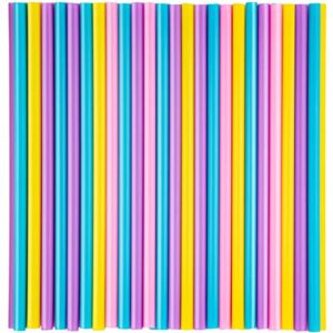 100 count 100% compostable jumbo smoothie straws-3/10" wide x 8 1/2" long ktob biodegradable pla colorful disposable drinking straws-eco friendly plant-based plastic milkshake straws