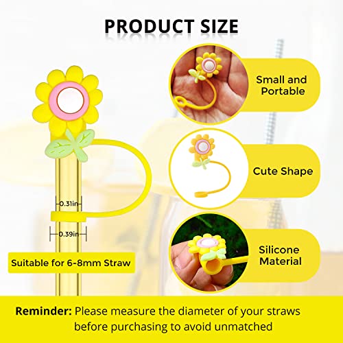 Cute Straw Covers Cap for Cup,Reusable Drinking Straw Covers Cap for Tumblers,Silicone Cup Straw Cover Stoppers Charms Tips for 0.24-0.32 inch Straws, Ideal for Beach Party Outdoor-8 Pieces