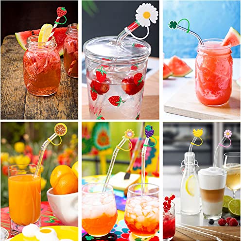 Cute Straw Covers Cap for Cup,Reusable Drinking Straw Covers Cap for Tumblers,Silicone Cup Straw Cover Stoppers Charms Tips for 0.24-0.32 inch Straws, Ideal for Beach Party Outdoor-8 Pieces