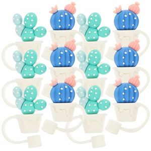 12pcs silicone animals/cactus shape straw covers cartoon straw tips cover reusable silicone straw toppers cute straws plugs for 6 to 8 mm straws home kitchen accessories