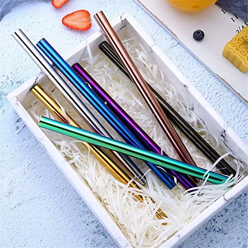 Reusable Metal Boba Straws & Smoothie Straws 50Pack.NiceCaTeLe 0.5" Wide Jumbo Stainless Steel Fat Straws in Bulk for Bubble Tea/Tapioca Pearl, Milkshakes, Smoothies, Jumbo Drinks (Silver)