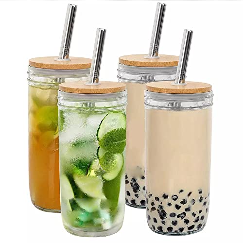 Reusable Metal Boba Straws & Smoothie Straws 50Pack.NiceCaTeLe 0.5" Wide Jumbo Stainless Steel Fat Straws in Bulk for Bubble Tea/Tapioca Pearl, Milkshakes, Smoothies, Jumbo Drinks (Silver)