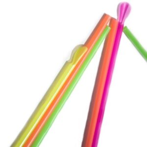 Perfect Stix - Neon 8 Spoon Straw WRP-200 Neon Concession Spoon Straw, Plastic Wrapped, Assorted Colors, 8" Length (Pack of 200)