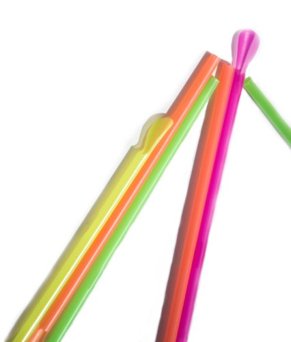 Perfect Stix - Neon 8 Spoon Straw WRP-200 Neon Concession Spoon Straw, Plastic Wrapped, Assorted Colors, 8" Length (Pack of 200)