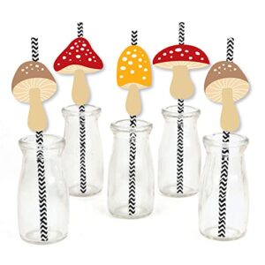 big dot of happiness wild mushrooms - paper straw decor - red toadstool party striped decorative straws - set of 24