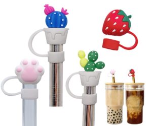 4pcs straw covers for boba straws, 12mm & 14mm silicone straw tips for wide straws large straws jumbo straws smoothie straws reusable straws glass straw silicone straws