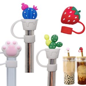 4PCS Straw Covers for Boba Straws, 12mm & 14mm Silicone Straw Tips for Wide straws Large straws Jumbo Straws Smoothie Straws Reusable Straws Glass Straw Silicone Straws