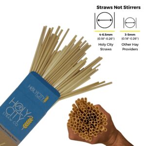 Holy City Straw Co. Premium Tall Wheat Stem Straws | 100ct. | 7.75" | 100% Biodegradable, 100% Plant-Based, Never Soggy, Gluten-Free | More Eco-Friendly than Paper, Plastic & Bioplastic Straws