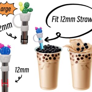 4PCS Straw Covers for Boba Straws, 12mm & 14mm Silicone Straw Tips for Wide straws Large straws Jumbo Straws Smoothie Straws Reusable Straws Glass Straw Silicone Straws