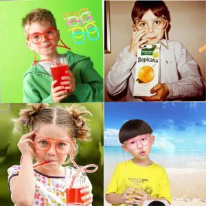 8 Pieces Reusable Silly Straw Glasses Eyeglasses Straws Eyeglasses Crazy Fun Loop Straws Novelty Drinking Eyeglasses Straw for Kids Party Annual Meeting Parties Birthday