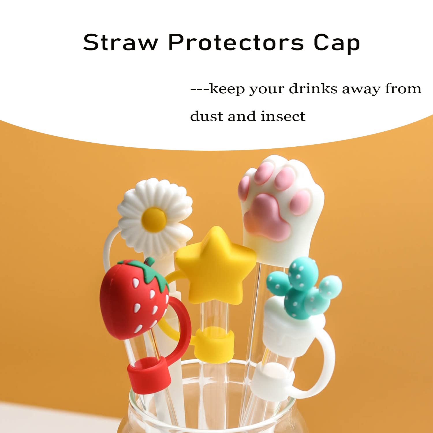 Mpsicyia 10mm for Stanley Straw Cover, Straw Covers Cap Compatible with Stanley Cup 20&30&40 oz Straw Topper for Stanley Cup Silicone Reusable Drinking Straw Covers