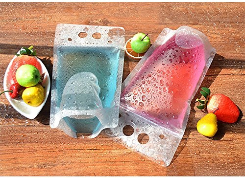 BESOKUSE Drink Pouches for Adults,Drink Pouches with Straws,Stand-Up Juice Pouches Clear Reusable Smoothie Pouch Bag(50PCS)