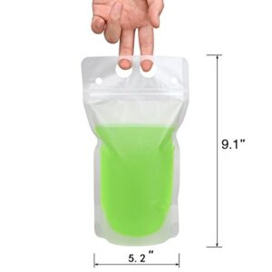 BESOKUSE Drink Pouches for Adults,Drink Pouches with Straws,Stand-Up Juice Pouches Clear Reusable Smoothie Pouch Bag(50PCS)