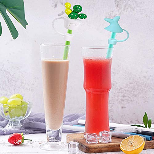 Silicone Straw Tips Cover 8 Pack Cute Silicone Reusable Drinking Straw Tips Lids Dust-Proof Straw Plugs for 1/4inch(6-8mm) Straw Tips for Decor Outdoor