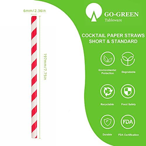 250-Pack Red & White Paper Straws, Natural Eco Friendly Biodegradable milkshake straws,Christmas,Party, Weddings,Decoration Supplies