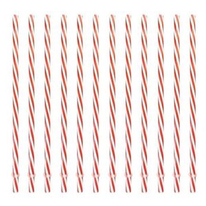 sunshine mason co. plastic reusable drinking straws 12 pieces, red stripe