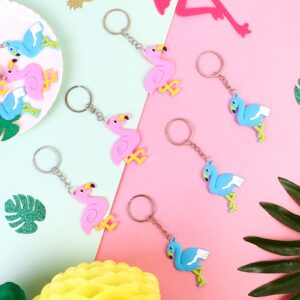 JOYMEMO 50 Pcs Flamingo Party Favors Set, Flamingo Gift Bags, Key Chains, Drinking Straws, Temporary Tattoos and Pens, Hawaii Tropical Summer Birthday Party Supplies for Kids Teens