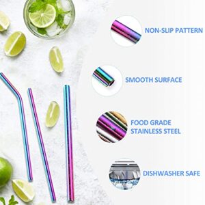 Reusable Metal Straw Boba Straws Extra Wide Stainless Steel Smoothie Straw Drinking Straws with Cleaning Brush & Pouch Magic