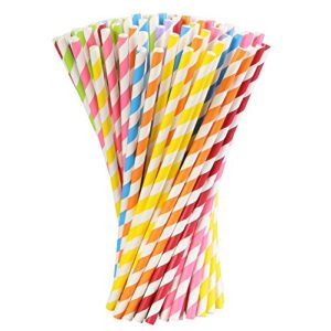 pajitas de papel desechables, 200 unidades, colores surtidos, 100% biodegradables