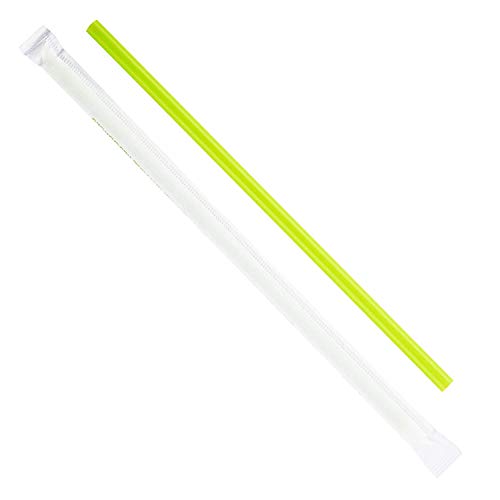 Karat Earth KE-C9230 (Green) 9" Giant PLA Straws (7mm) Paper Wrapped - Green (Case of 2500)